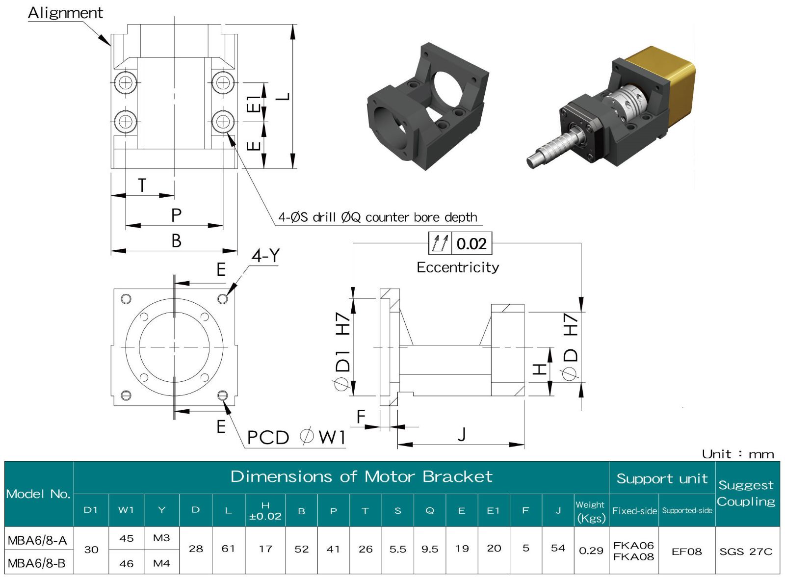 MBA6/8 MOTOR BRACKET | Taiwan Professional Ballscrew Support Unit ...